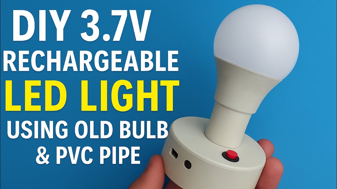 DIY 3.7V Rechargeable LED Light using Old Bulb & PVC Pipe - YouTube