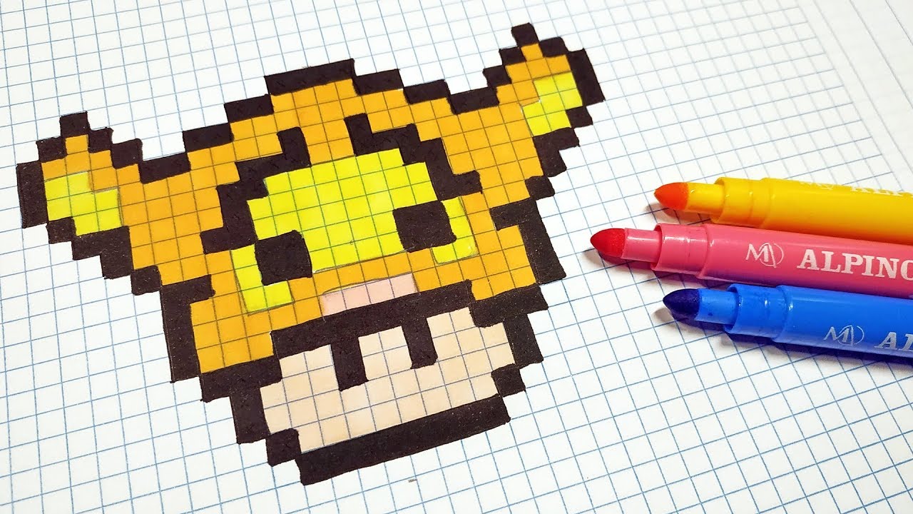 Handmade Pixel Art - How To Draw Tigger Mushroom #pixelart - YouTube