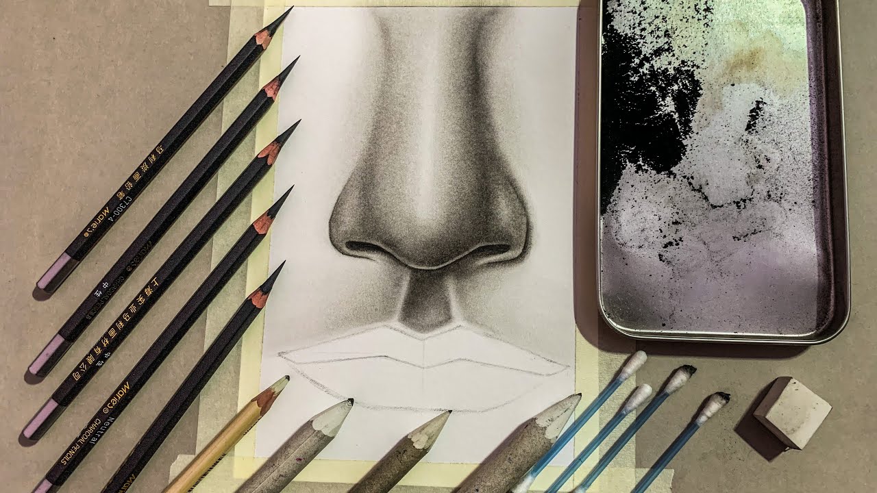 How to Draw Nose | Tutorial | Step by Step | Charcoal Drawing | For ...