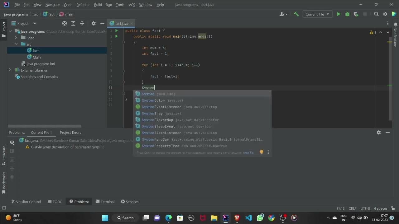 To find a Factorial of a number in java || Using Intellij Idea || #coding #java #codewithharry ...