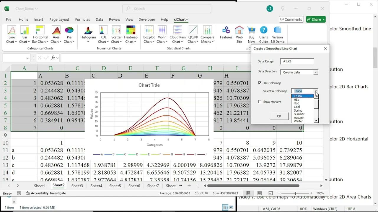 xlChart+: Use Colormaps To Automatically Color Excel Smoothed Line Charts - YouTube