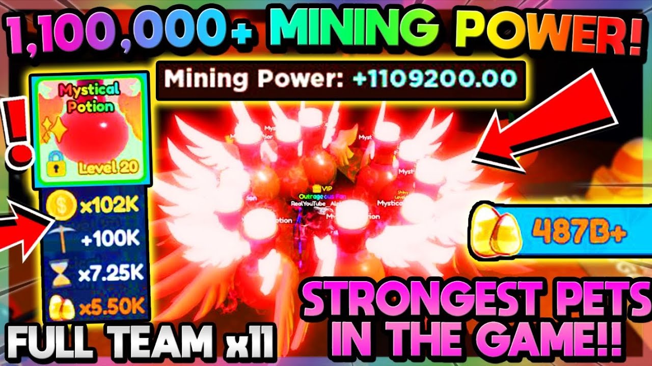⛏️1.1M+ MINING POWER!! 11x SHINY MYSTICAL POTIONS!! (Mining Simulator 2 ...