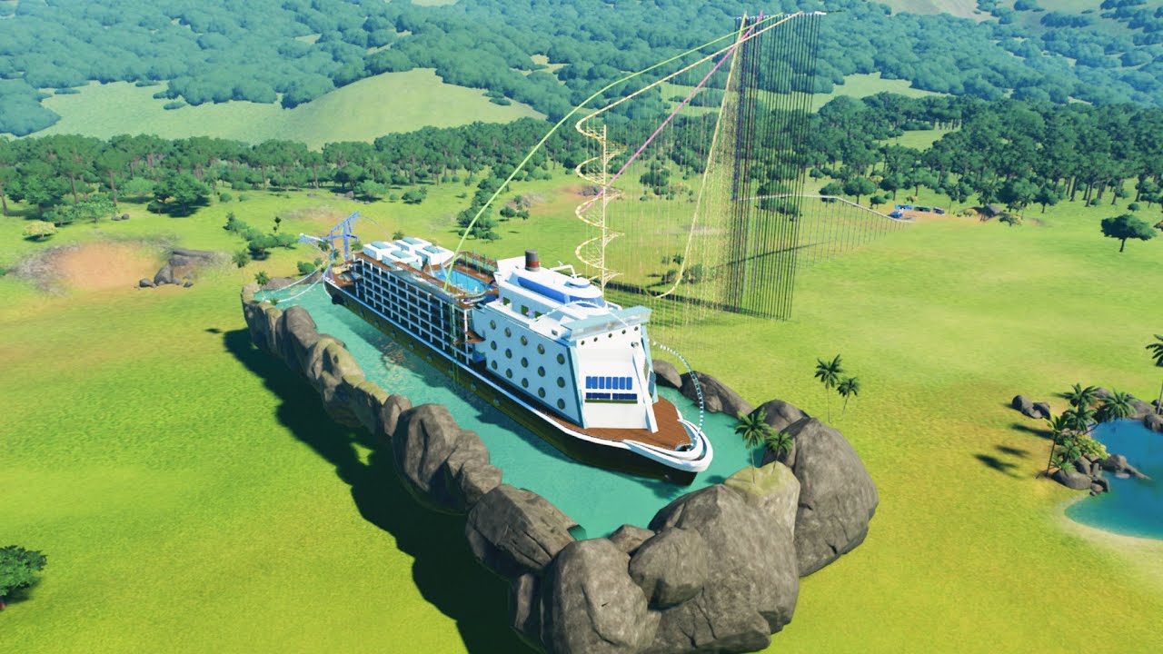 jump into the pool on the yacht - Planet Coaster 2 - YouTube