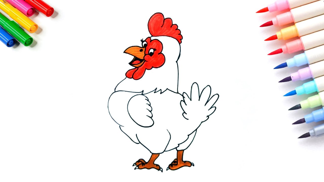 How to Draw Chicken | Hen Drawing For Kids | Draw Dots - YouTube