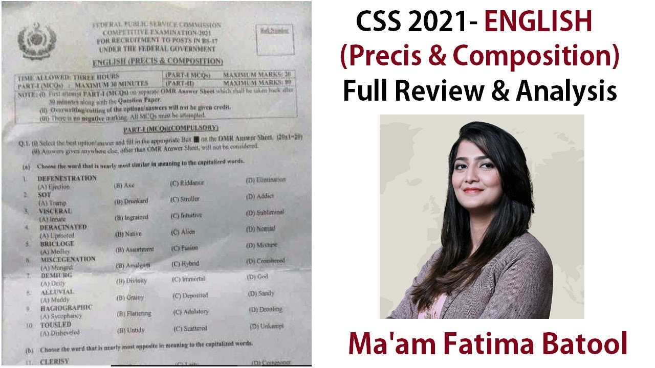 CSS 2021 ENGLISH Precis and Composition Paper | Complete Review ...