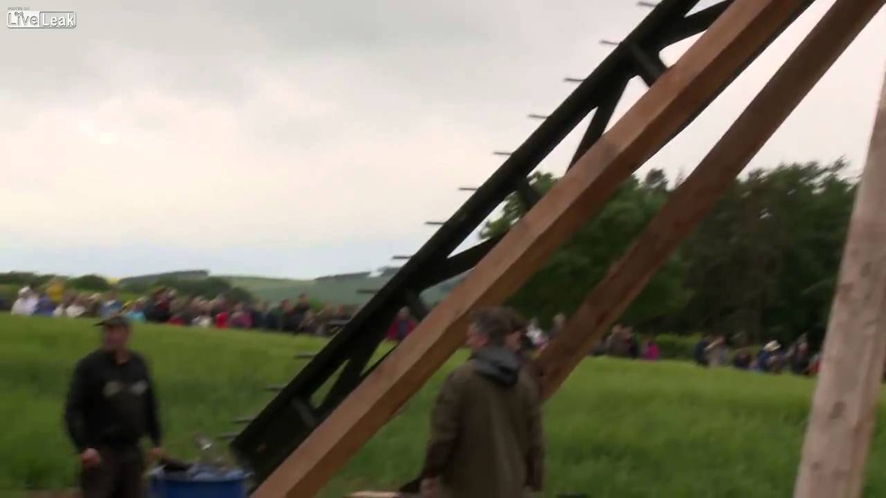 The Trebuchet Launching a Car, Piano and Incendiary Drum - YouTube