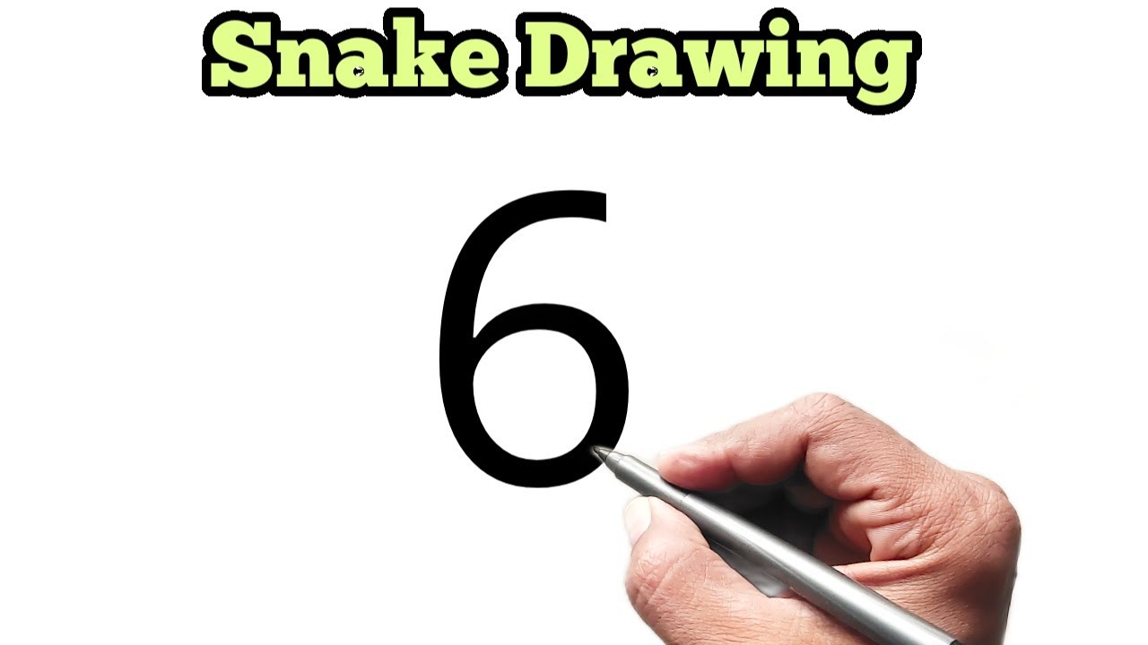 Snake Drawing from number 6 | Number drawing - YouTube