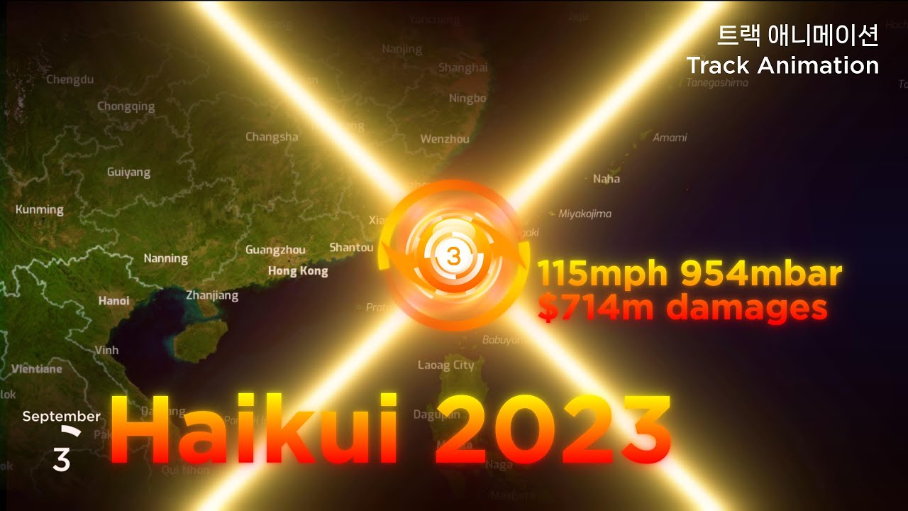 Track of Major Typhoon Haikui (2023) - YouTube