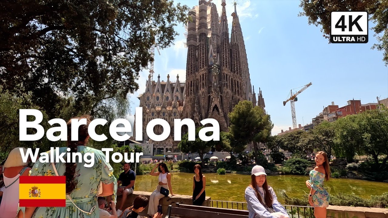 🇪🇸Barcelona, Spain City Walking Tour 4K - Plaça de Gaudí, Sagrada ...