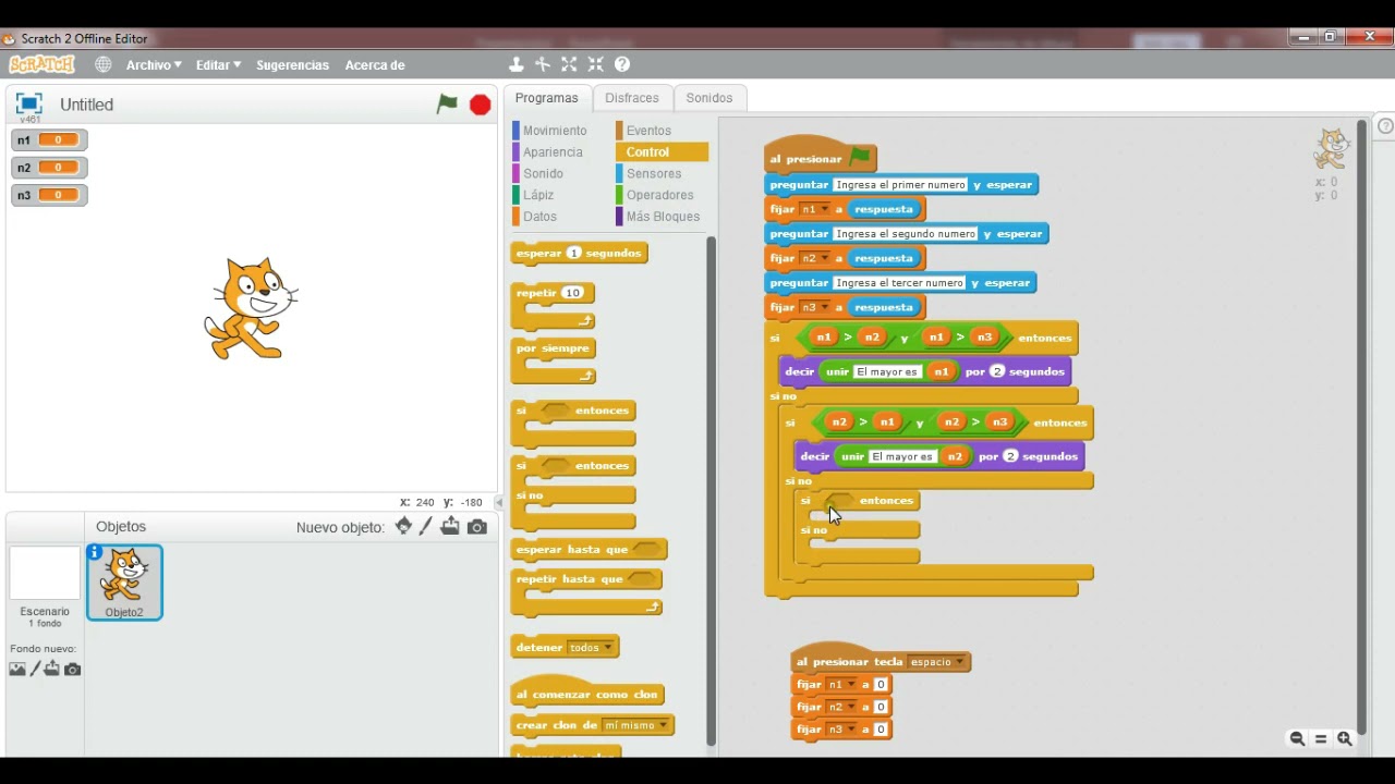 Programa en Scratch. mayor de 3 números - YouTube