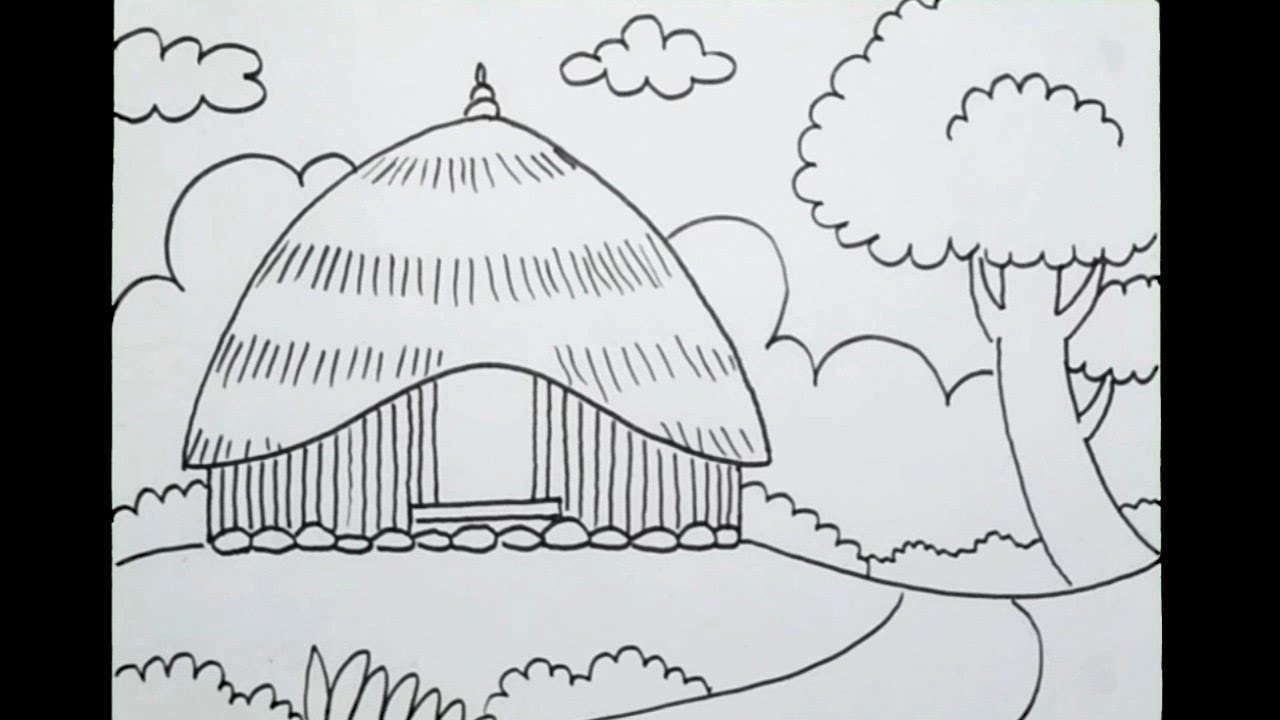 Cara menggambar rumah adat Ume Kbubu Timor Tengah Selatan NTT - YouTube