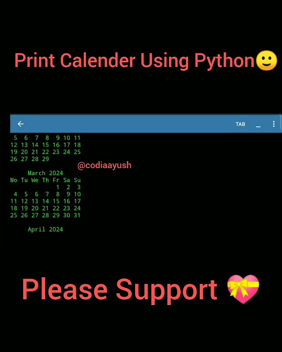 Print Calender Of Any Year Using Python 🙂 Shorts Youtube
