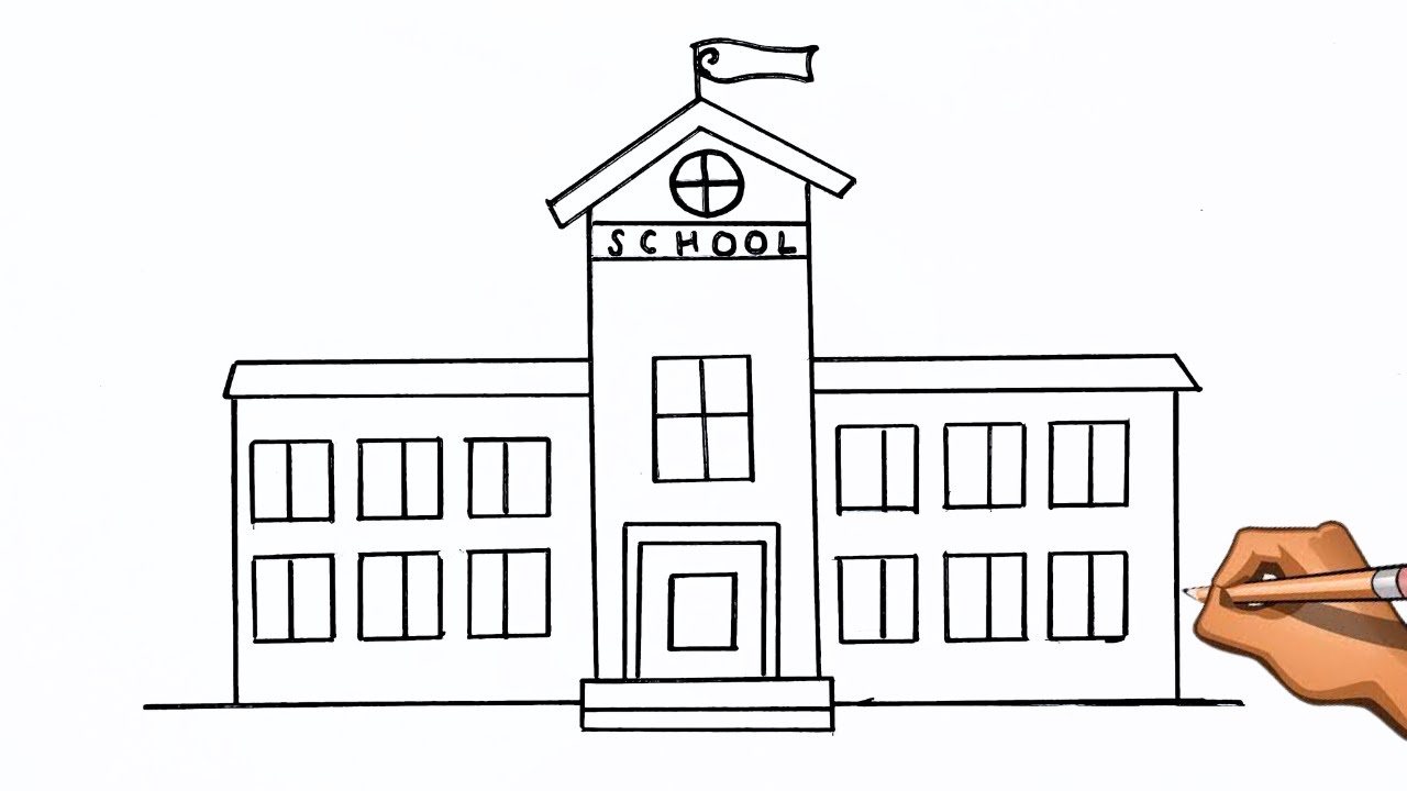 School drawing for kids , School easy drawing , ARTMADENOW - YouTube