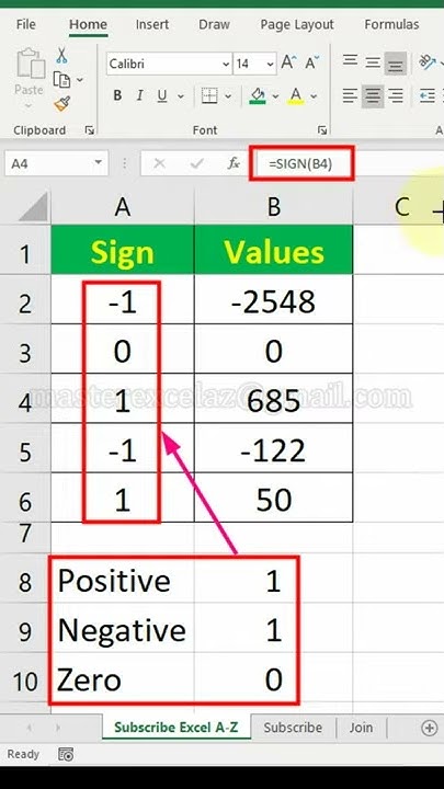 Sign function in excel | #Shorts - YouTube