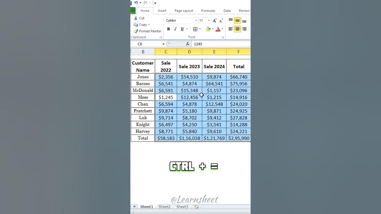 Exc Tip :- Shortcut key to Sum || #excel #exceltech #exceltips - YouTube
