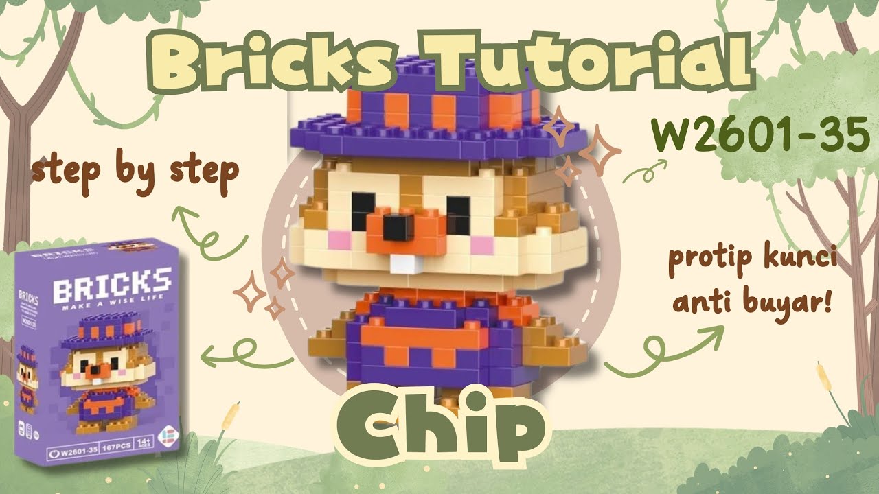 HOW TO BUILD CHIP "TUPAI GIGI SATU" BRICKS MINI LEGO W2601-35 | Bricks Tutorial (Bahasa ...
