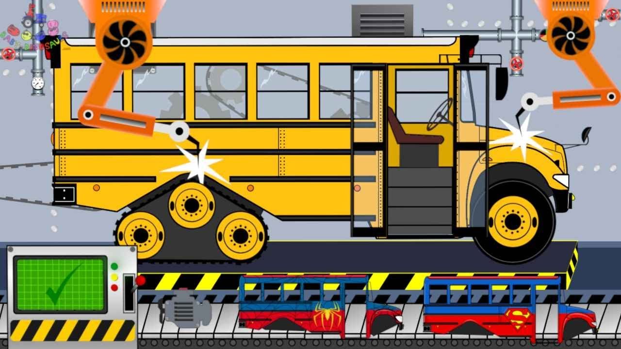 New School Bus Toy Factory | Video For Kids | Nowy Autobus z Fabryki ...