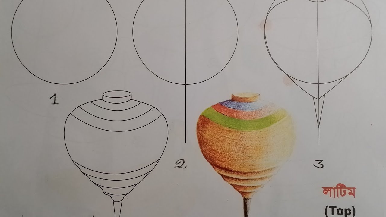 how to draw and colour top /top draw and colour. easy drawing for kids ...