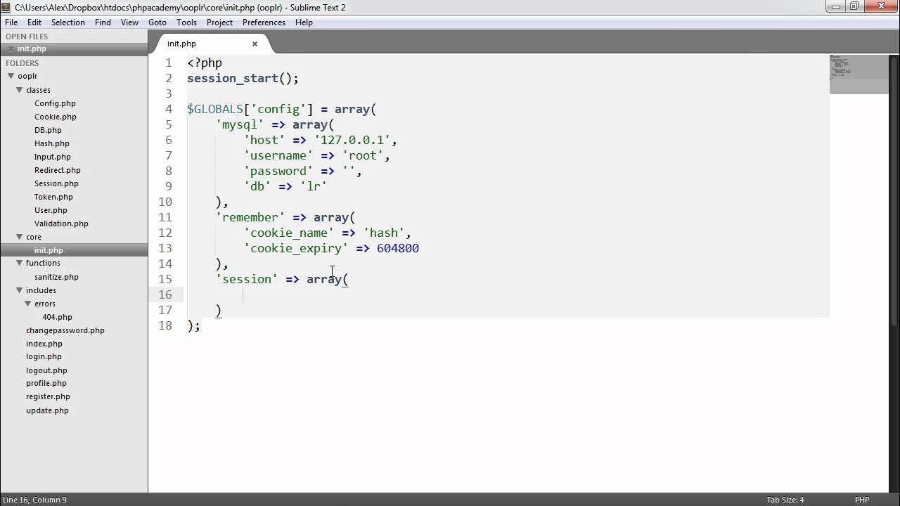 PHP OOP Login/Register System: Initialization (Part 4/23) - YouTube