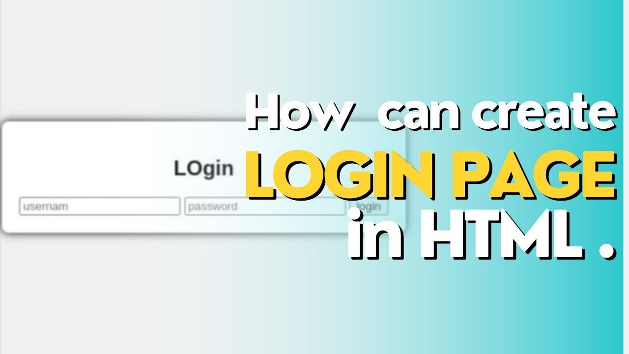 How can create the login page in html//to bulid the login page in html ...