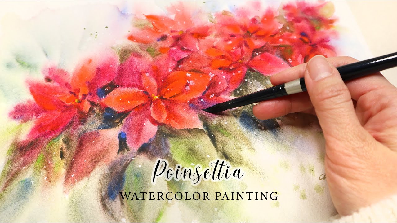 Christmas Watercolor Painting Tutorial - How To Paint Christmas Plant ...