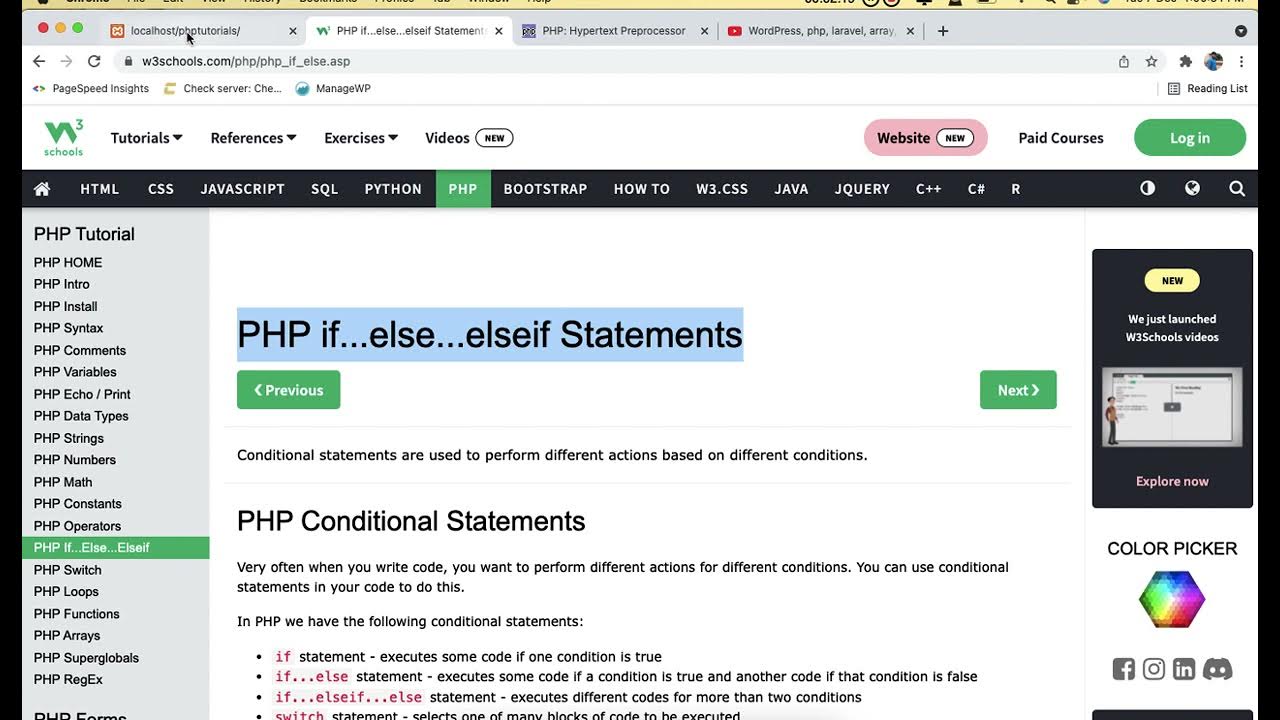 PHP tutorials, if ....elseif.....else statement/condition - YouTube