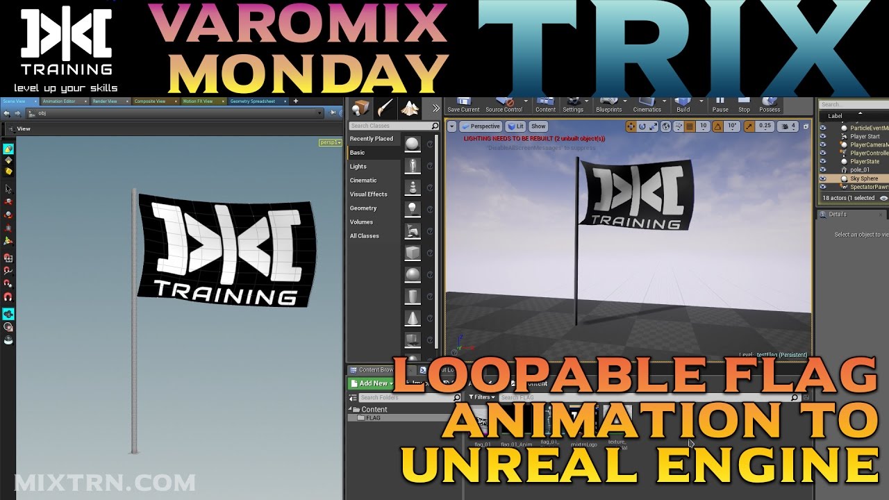VMT 011 - HOUDINI - UE4 - Flag Animation to Unreal Engine 4 - YouTube