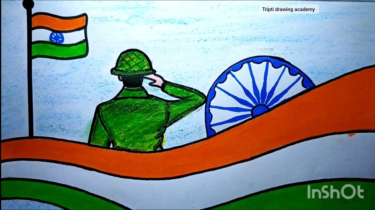 independence day drawing / independence day scenery drawing - YouTube