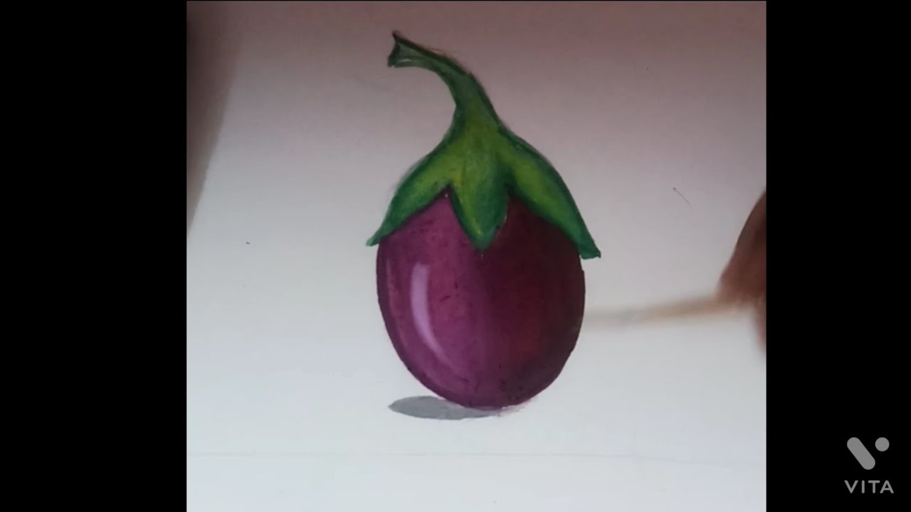 elementary exam/object drawing/brinjal/colouring and drawing - YouTube