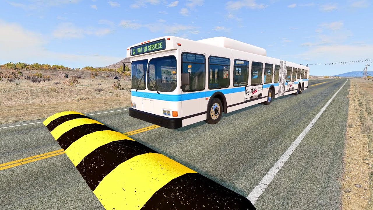 LONG BUS, CITY BUS, SCHOOL BUS Vs MASSIVE SPEED BUMPS - BeamNG.Drive ...