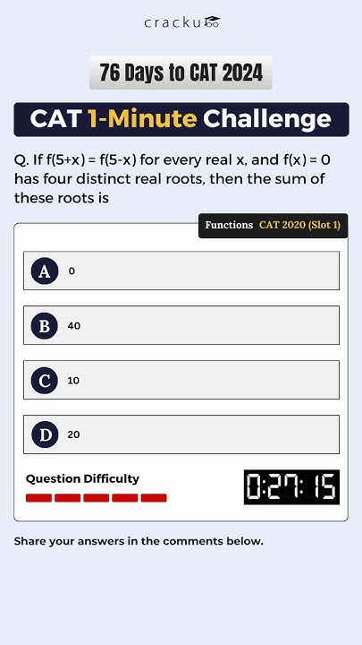 CAT 2024 One-Minute Challenge| CAT 2020 Slot 1 QA: Functions | CAT 2024 | 76 Days to CAT 🗓 - YouTube