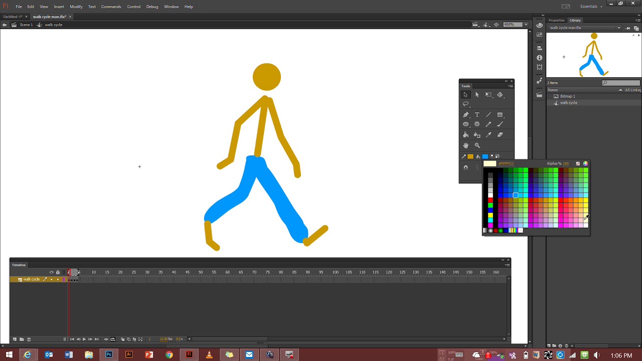 Adobe Animate tutorial 8.3 walk cycle - YouTube