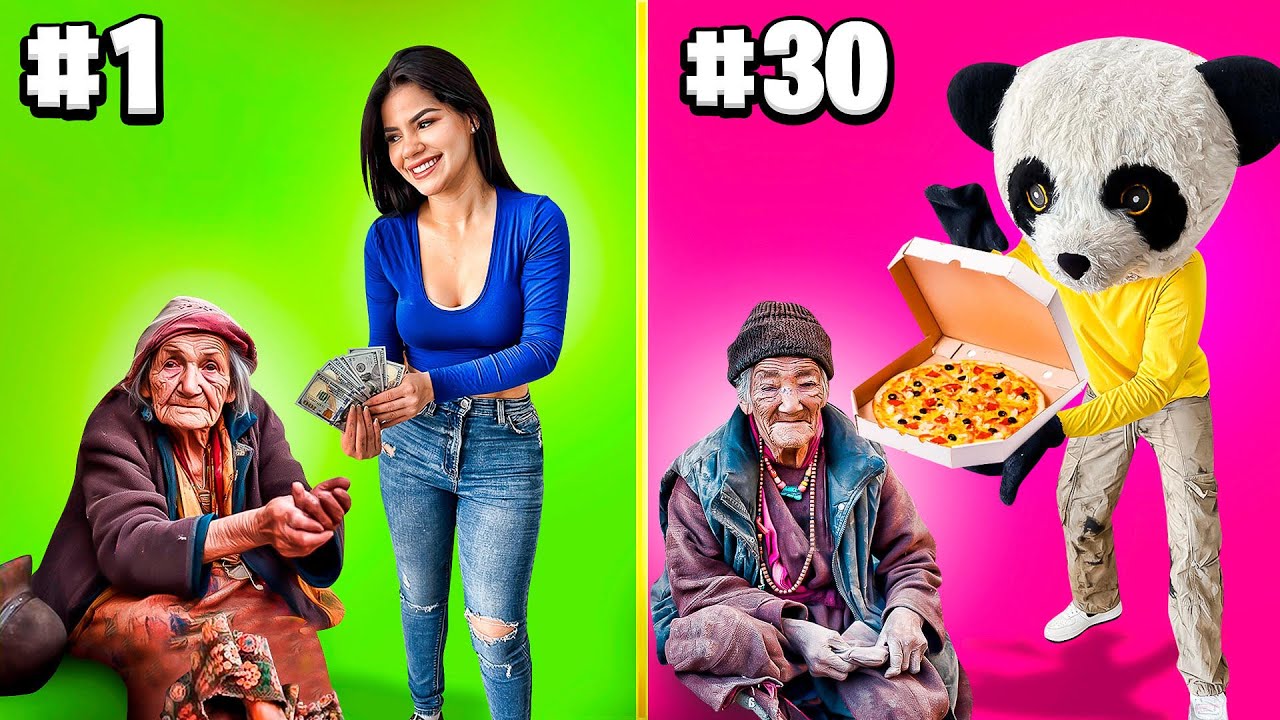 AYUDANDO a 30 PERSONAS en la CALLE en 1 HORA !! - YouTube