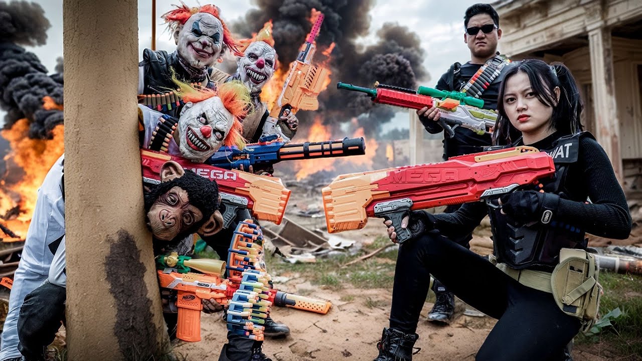 LTT Films : The Silver Flash Nerf Guns Couple Pursue The Masked Army ...