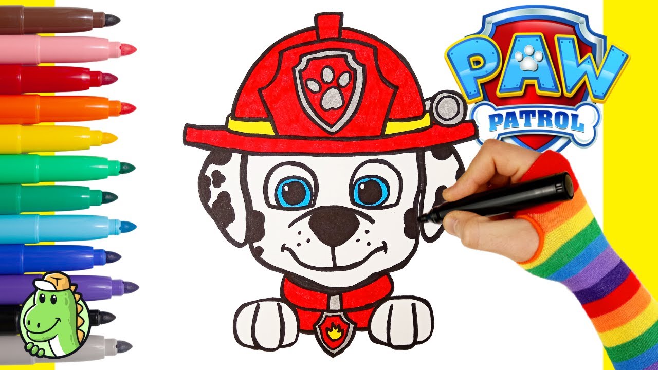 How to draw MARSHALL from PAW PATROL - A Kid-Friendly Guide - Easy ...