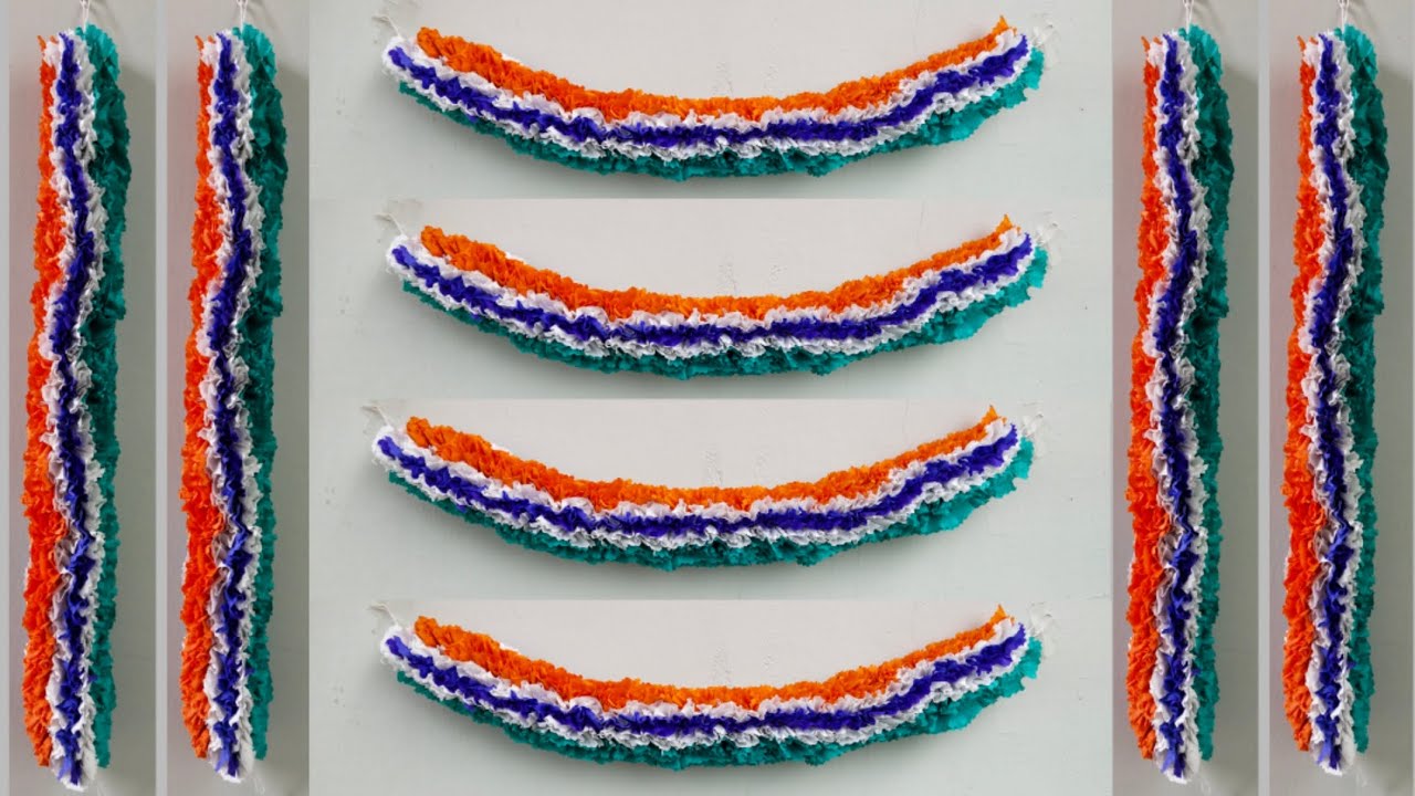 How To Make Tricolours Crepe Paper Garland making Ideas for School ...
