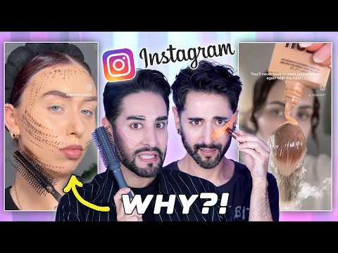 Testing Stupid (But Kind Of Genius) Viral Instagram Makeup Hacks💜🖤 The Welsh Twins