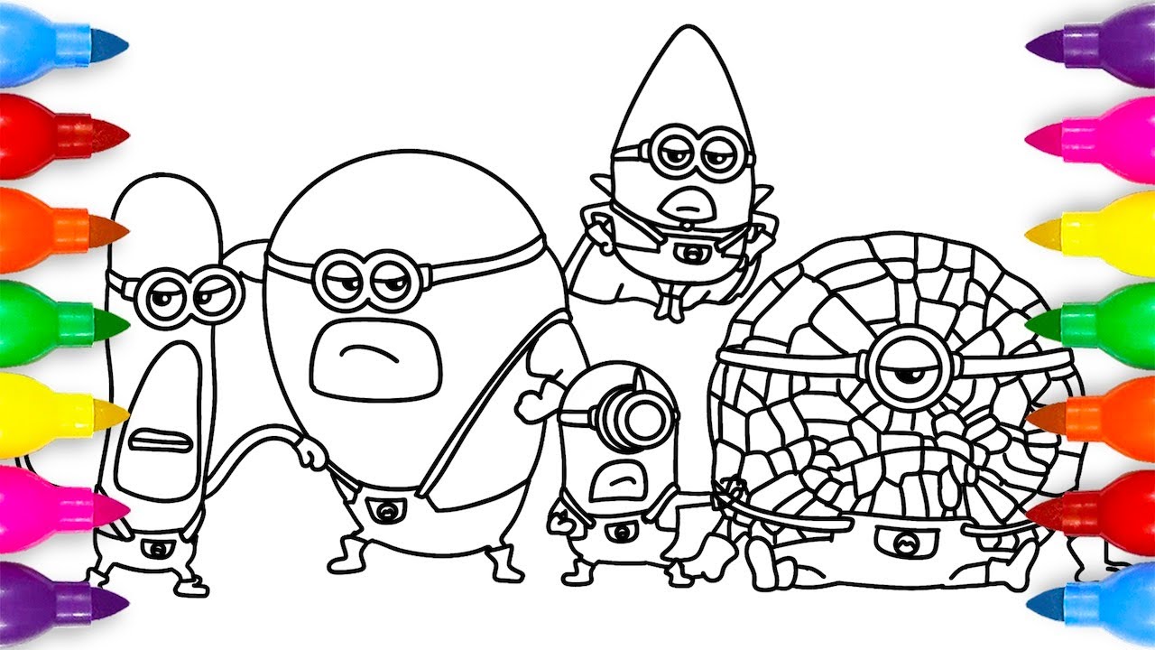 Mega Minions Dave, Gus, Tìm, Mel and Jerry | Despicable Me 4 Coloring ...