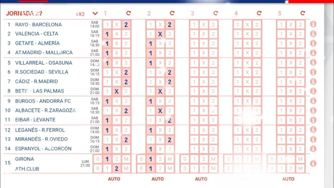 La Quiniela Jornada 22 de JRC7.7 - YouTube