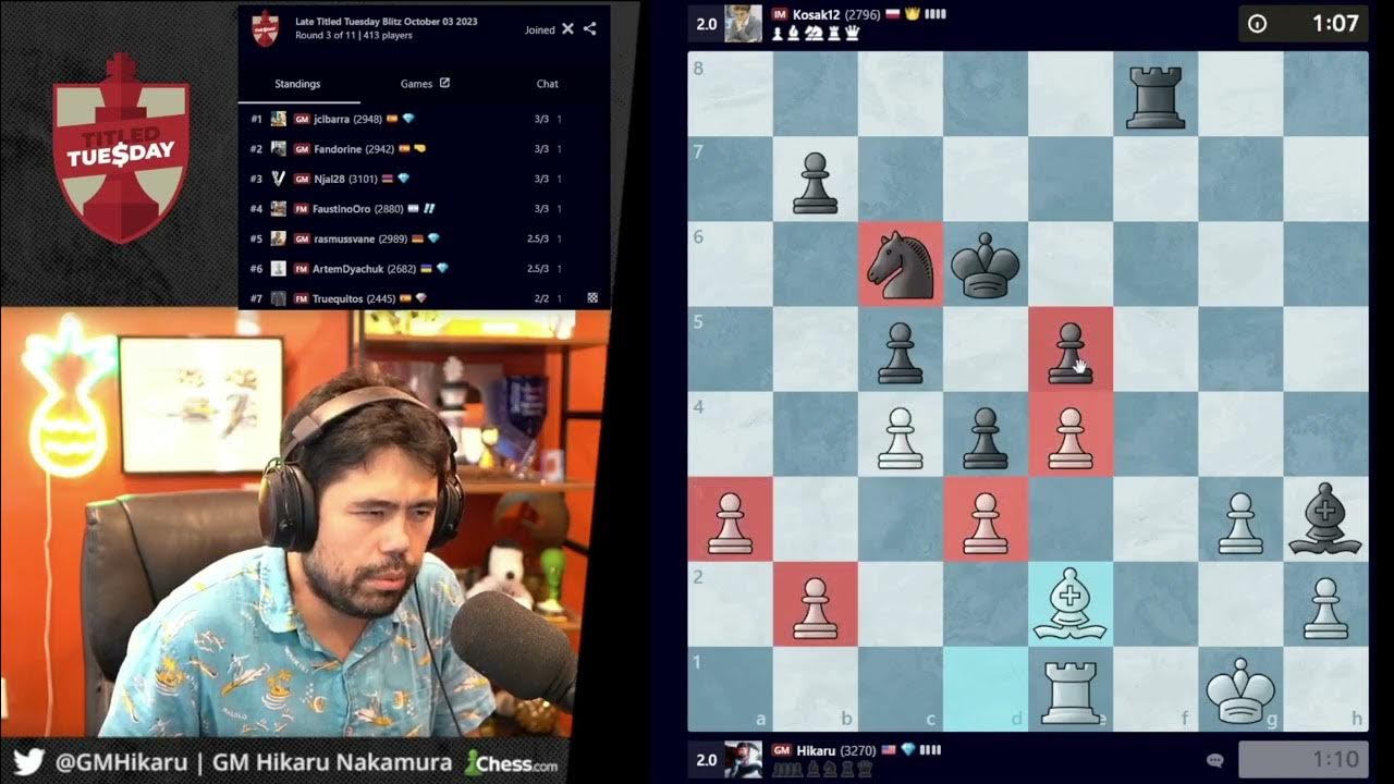 Hikaru Nakamura titled tuesday endgame masterpiece (after blundering piece) #chess - YouTube
