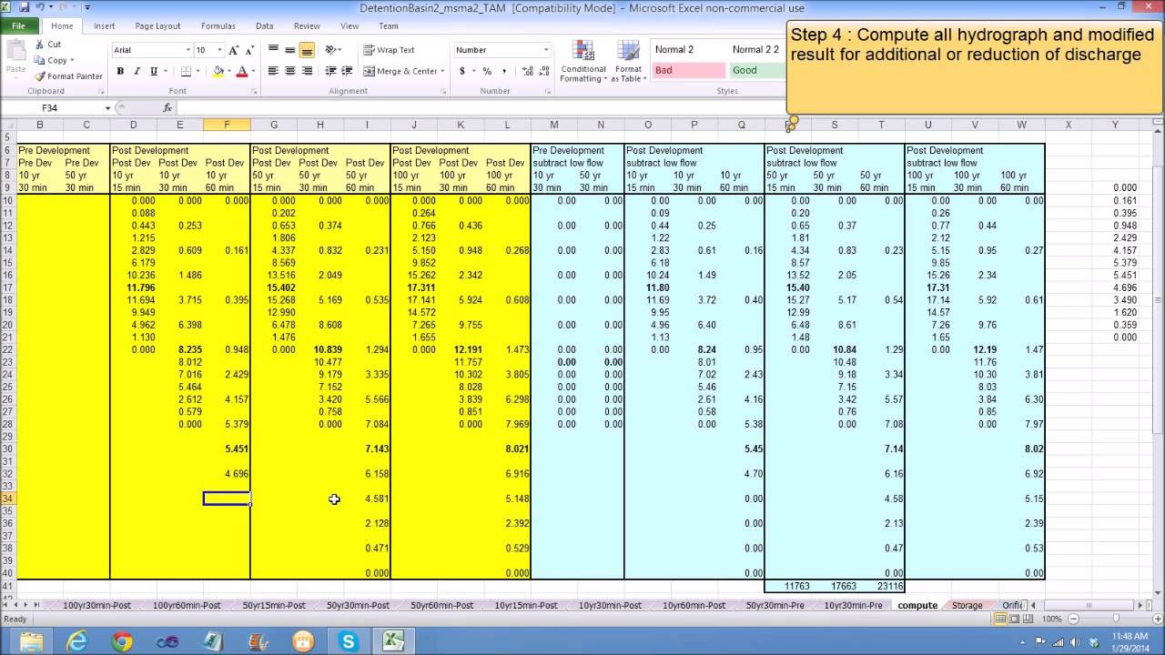 Detention Basin Time Area Method (MSMA2) Spreadsheet MSMA Manual ...