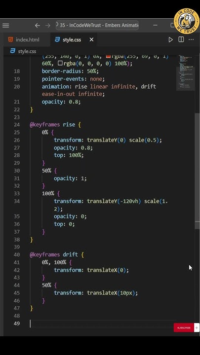 Embers Animation | HTML CSS JS - YouTube