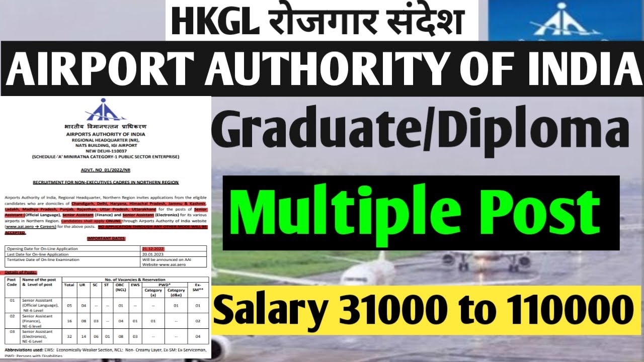 AAI NOTIFICATION | AIRPORT AUTHORITY OF INDIA REQUIREMENTS | SENIOR ...