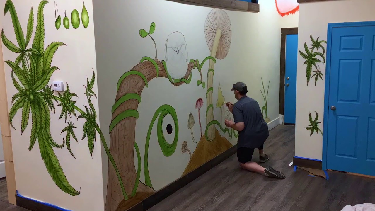 Mushroom Mural in progress - YouTube