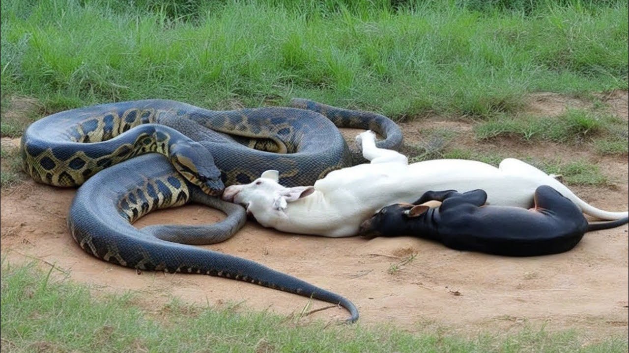 Unbelievable Friendship: Giant Snake Spotted Relaxing with Dogs - YouTube