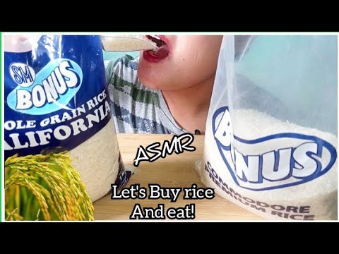 ASMR EATING RAW BONUS RICE|| CALIFORNIA RICE & COMMODORE PREMIUM RICE ...