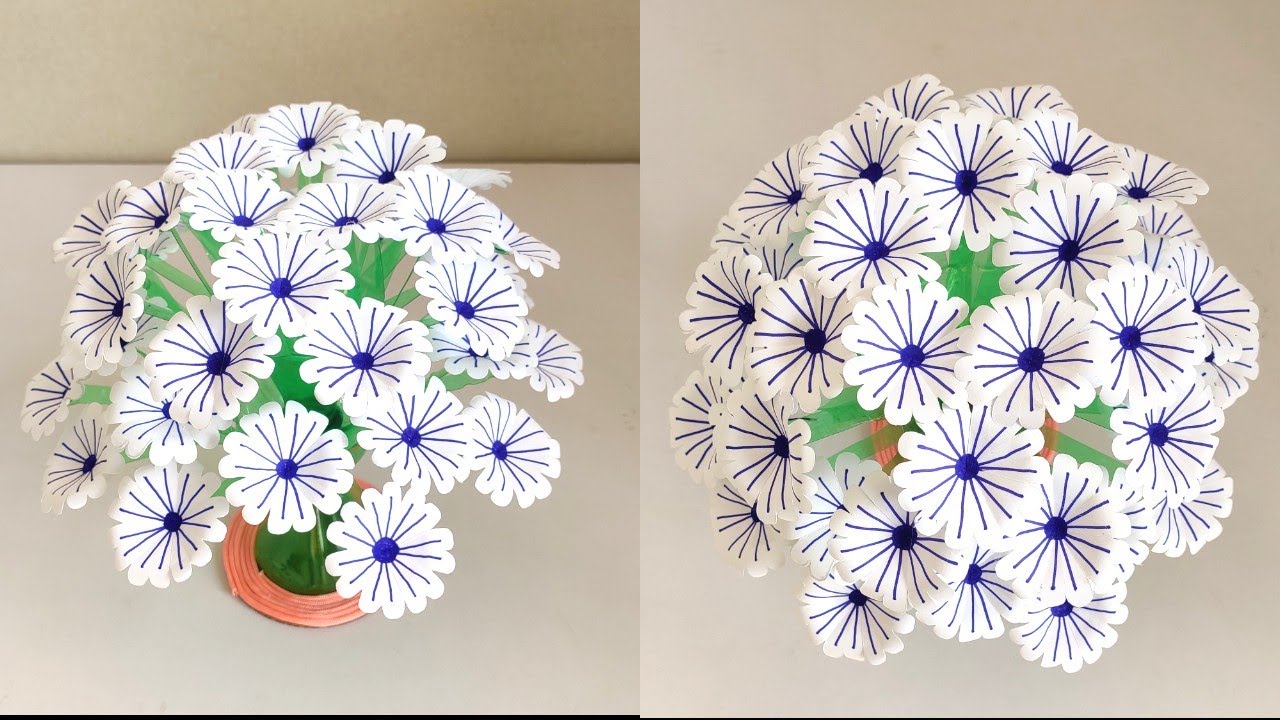 DIY-Paper flowers Guldasta made with Empty Plastic bottles / Paper ka ...