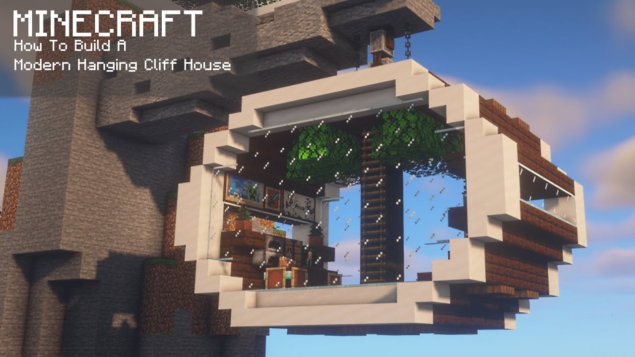 Minecraft: How To Build a Modern Hanging Cliff House | Tutorial - YouTube