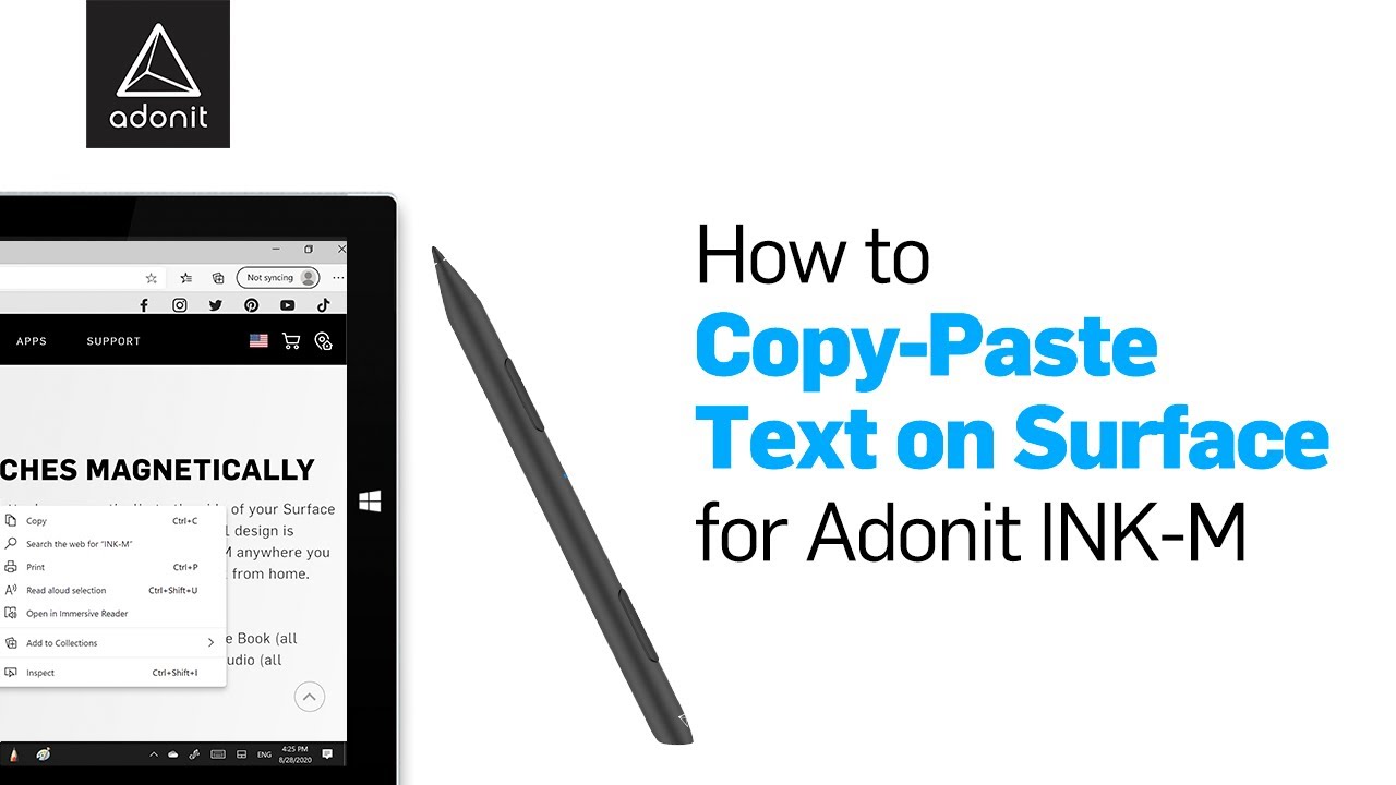 How to copy paste text on Surface for Adonit INK M | Quick & Easy - YouTube