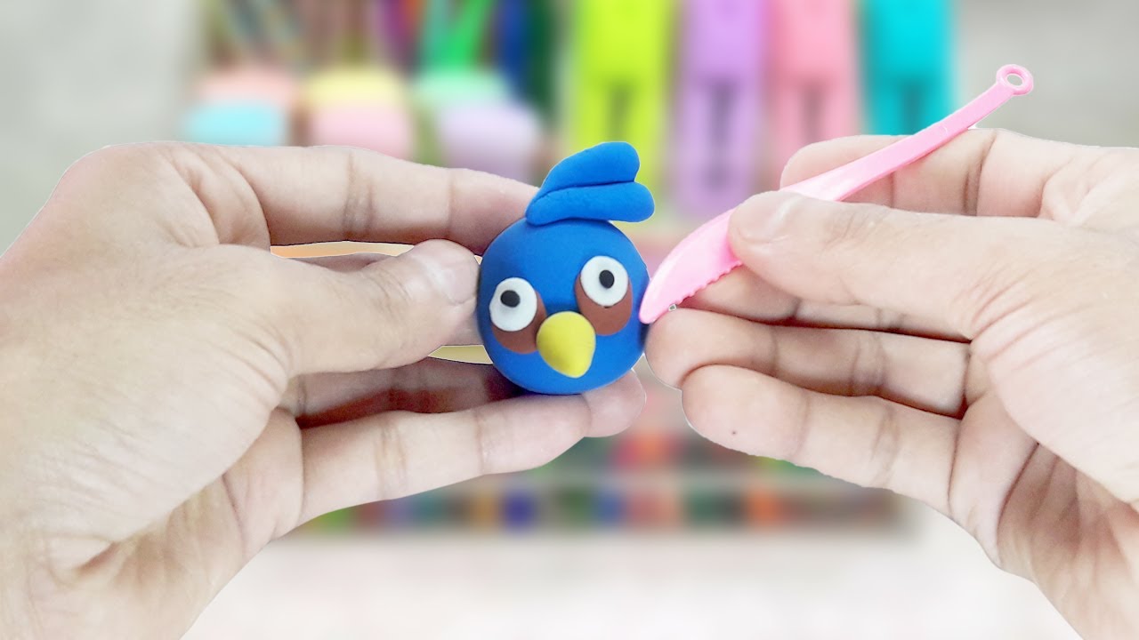 DIY How to Make Polymer Clay Miniature Blue Angry Bird - YouTube